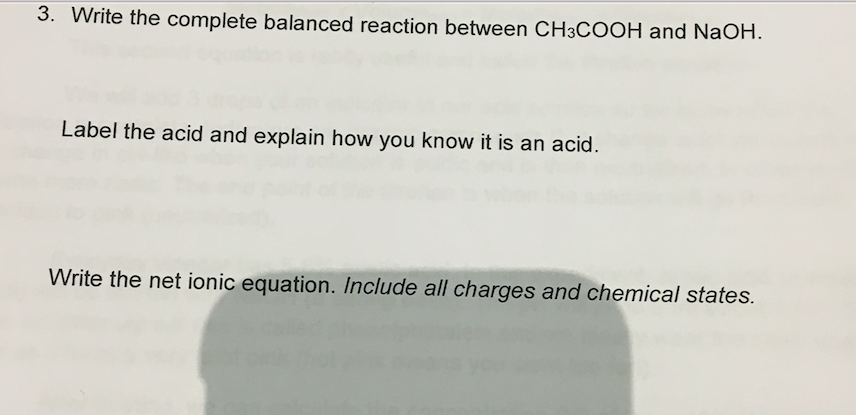 Solved 3. Write the complete balanced reaction between | Chegg.com