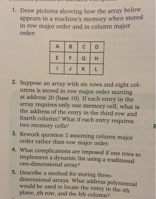 Solved Draw pictures showing how the array below appears in | Chegg.com