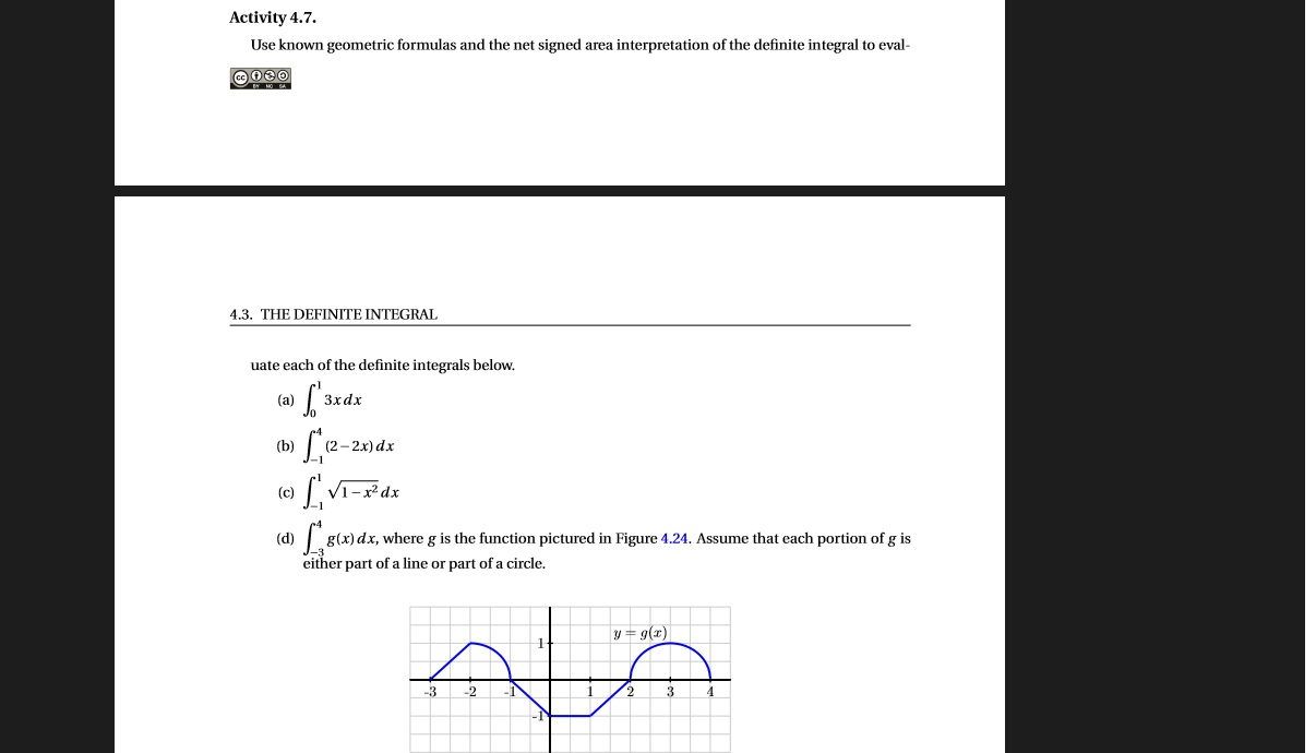 Solved Use known geometric formulas and the net signed area | Chegg.com