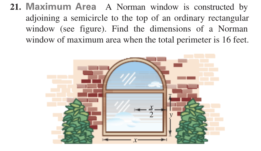 Solved A Norman window is constructed by adjoining a | Chegg.com