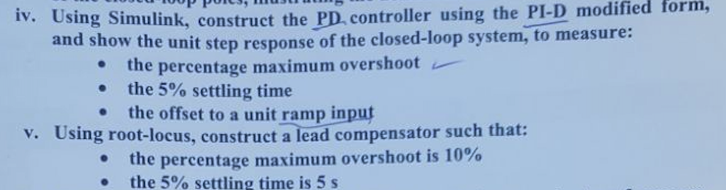 Solved ing Simulink, construct the PD. controller using the | Chegg.com