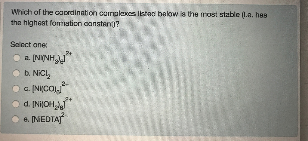 Solved Which of the coordination complexes listed below is | Chegg.com