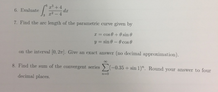 Solved Evaluate integral_3^6 x^3 + 4/x^2 - 4 dx Find the | Chegg.com
