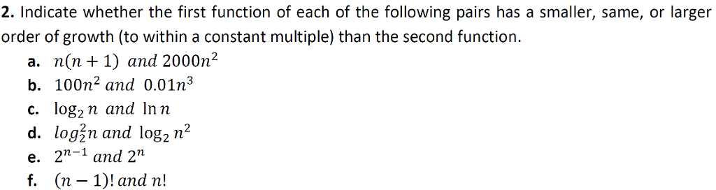 Solved Indicate whether the first function of each of the | Chegg.com