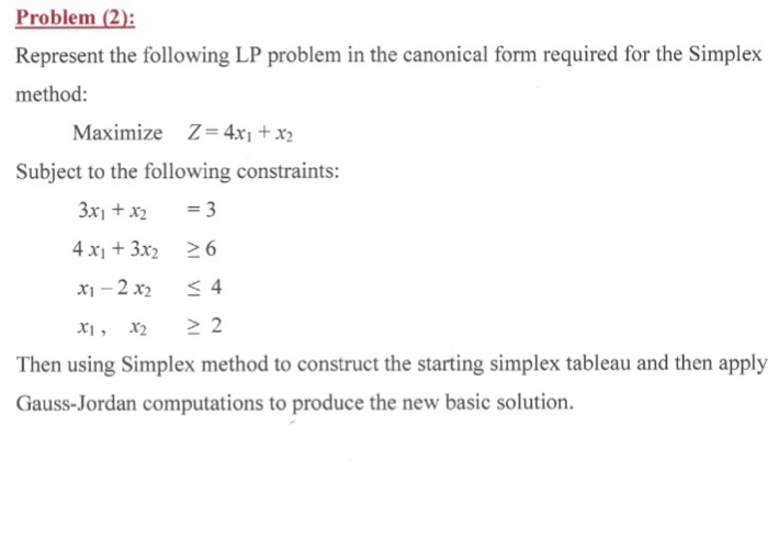 Solved Represent the following LP problem in the canonical | Chegg.com