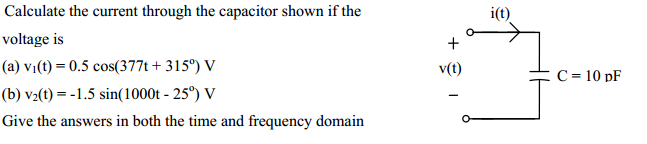 Solved Calculate the current through the capacitor shown if | Chegg.com