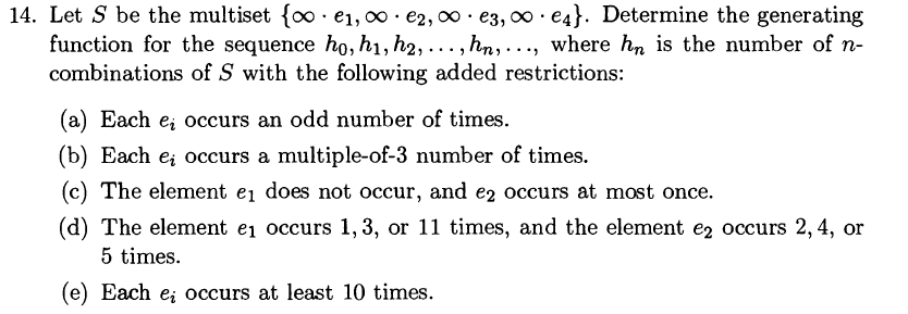 Solved 14 Let S Be The Multiset Oo E1 Oo E2 Oo E3 Oo E4