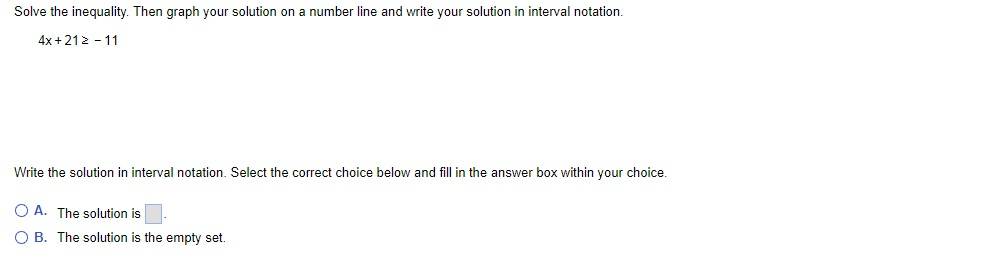 Solved Solve the inequality. Then graph your solution on a | Chegg.com