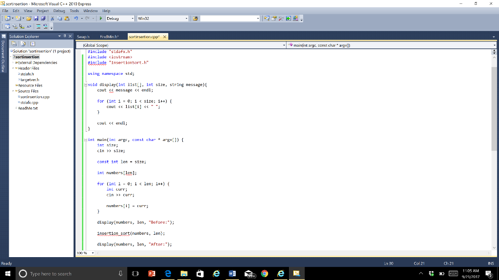 Solved The Program Defined In Insertionsortcpp Gets A List