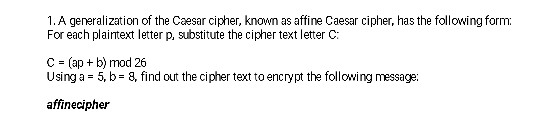 Solved 1. A generalization of the Caesar cipher, known as | Chegg.com