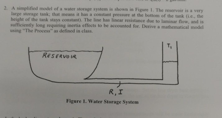 2. A simplified model of a water storage system is | Chegg.com