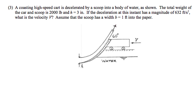 Solved (3) A coasting high-speed cart is decelerated by a | Chegg.com