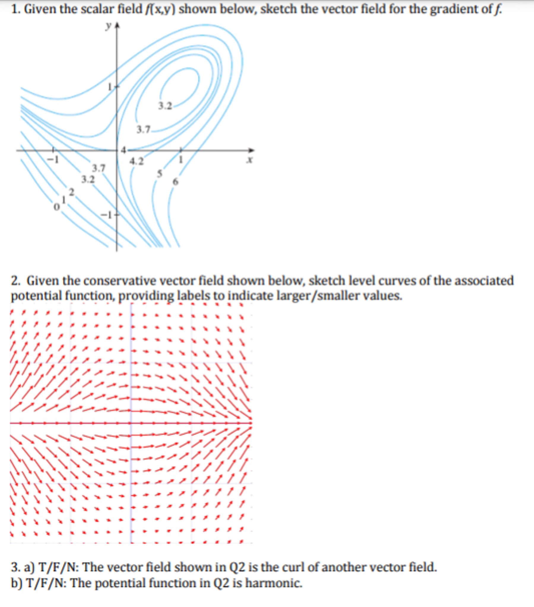 Given the scalar field f(x, y) shown below, sketch | Chegg.com
