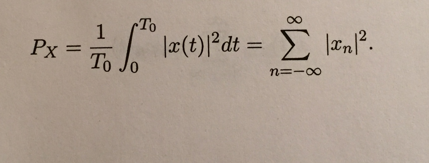 Solved Prove Parseval's Theorem. P_X = 1/T_0 integral_0^T_0 | Chegg.com