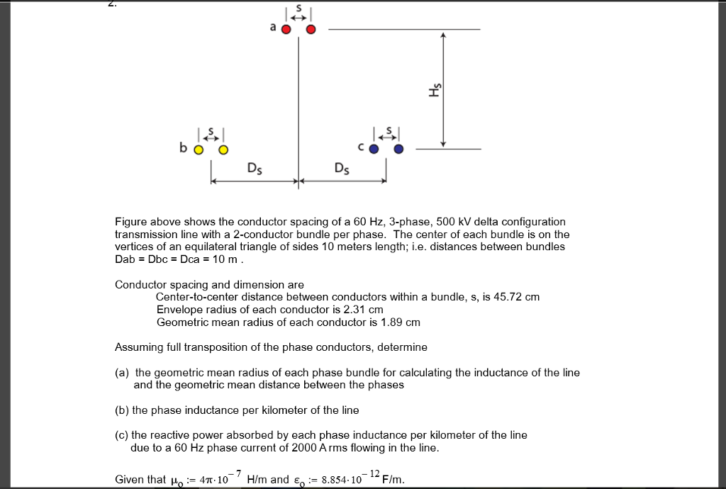 Solved Figure above shows the conductor spacing of a 60 Hz, | Chegg.com