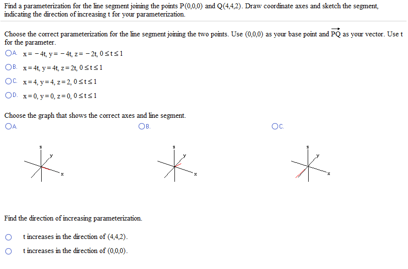 Solved Find A Parameterization For The Line Segment Joini 