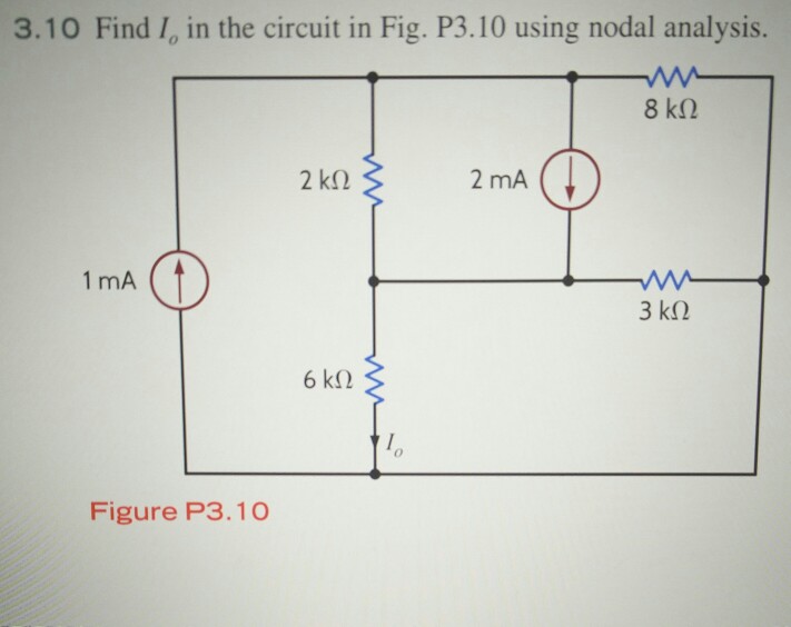Solved 3.10 Find I, in the circuit in Fig. P3.10 using nodal | Chegg.com