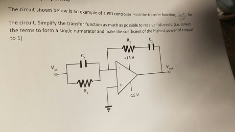 Solved The circuit shown below is an example of a PID | Chegg.com