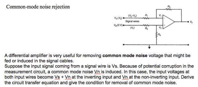 Solved Common-mode noise rejection A differential amplifier | Chegg.com