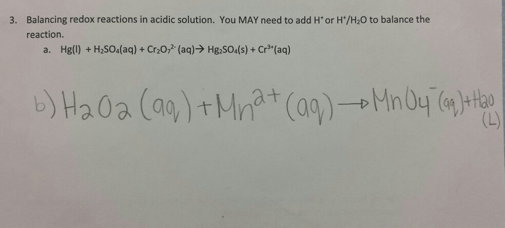 Solved having trouble balancing part A and B. please help | Chegg.com