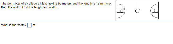 Solved The perimeter of a college athletic field is 92 | Chegg.com
