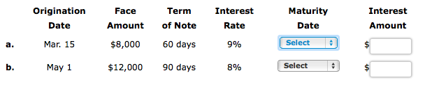 Solved Determine the due date and amount of interest due at | Chegg.com
