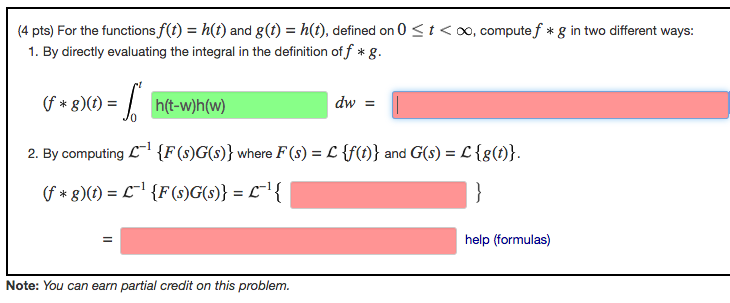 Solved For the functions f(t) = h(t) and g(t) = h(t), | Chegg.com