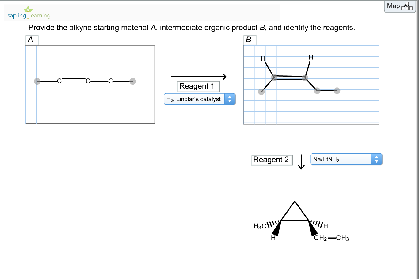 Solved Provide the alkyne starting material A, intermediate | Chegg.com