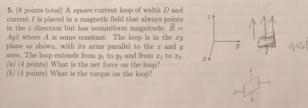 Solved A square current loop of width D and current I is | Chegg.com