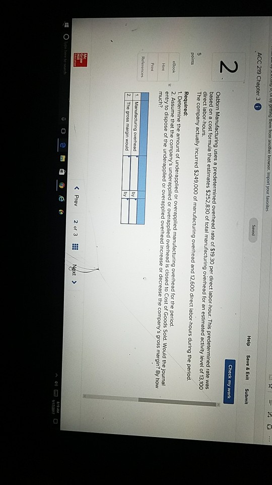 Solved ACC 219 Chapter 3 Help Save & Exit Submit Check my | Chegg.com