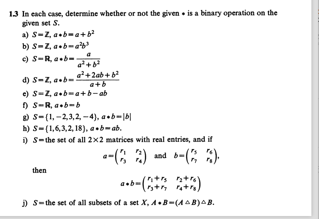 Solved 1.3 In each case, determine whether or not the given | Chegg.com