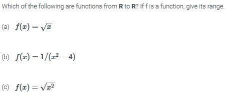 Solved Which of the following are functions from R to R? Iff | Chegg.com