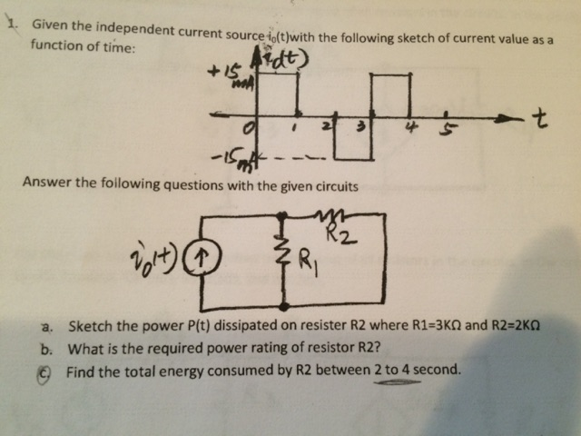 Solved Given the independent current source io(t) with the | Chegg.com