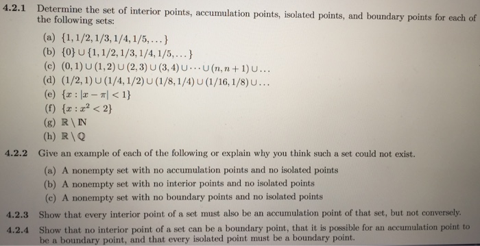 Solved 4.2.1 Determine the set of interior points, | Chegg.com