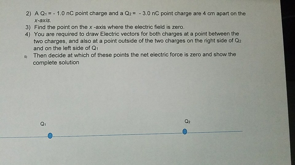 Solved 2) A Q1 1.0 nC point charge and a Q2 3.0 nC point | Chegg.com