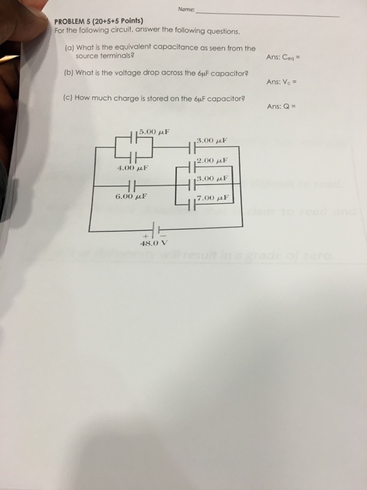 Solved For the following circuit, answer the following | Chegg.com