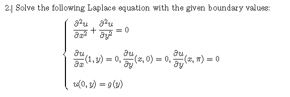 Solved 2.| Solve the following Laplace equation with the | Chegg.com
