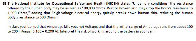 Solved The National Institute for Occupational Safety and | Chegg.com