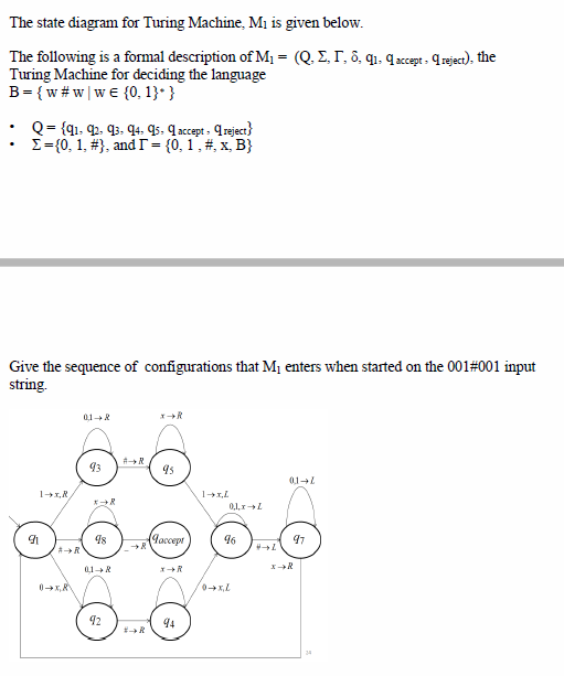Solved The state diagram for Turing Machine. Mi is given | Chegg.com
