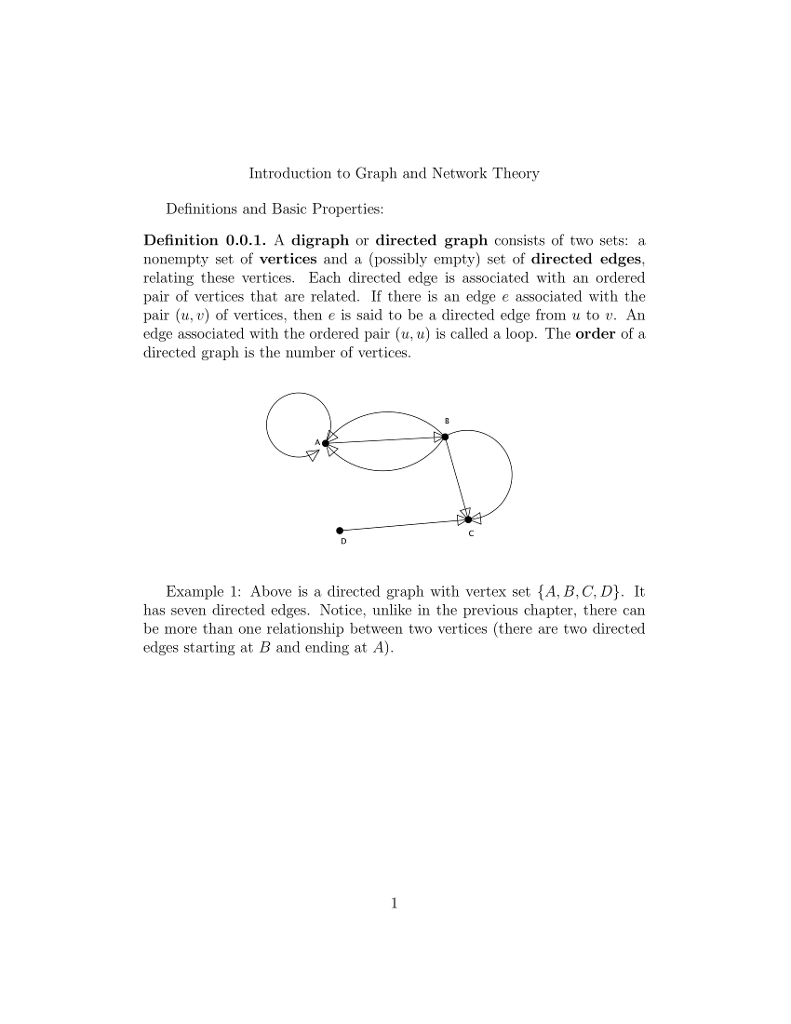 Solved Introduction to Graph and Network Theory Definitions | Chegg.com