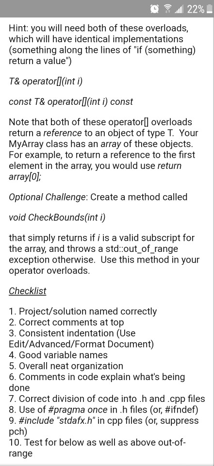 Lab 12 Create A Template Class Called Myarray That 