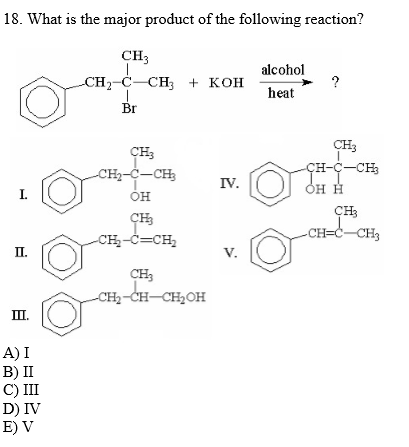 Solved 18. What is the major product of the following | Chegg.com