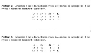 Solved determine if the linear systems are consistent or | Chegg.com