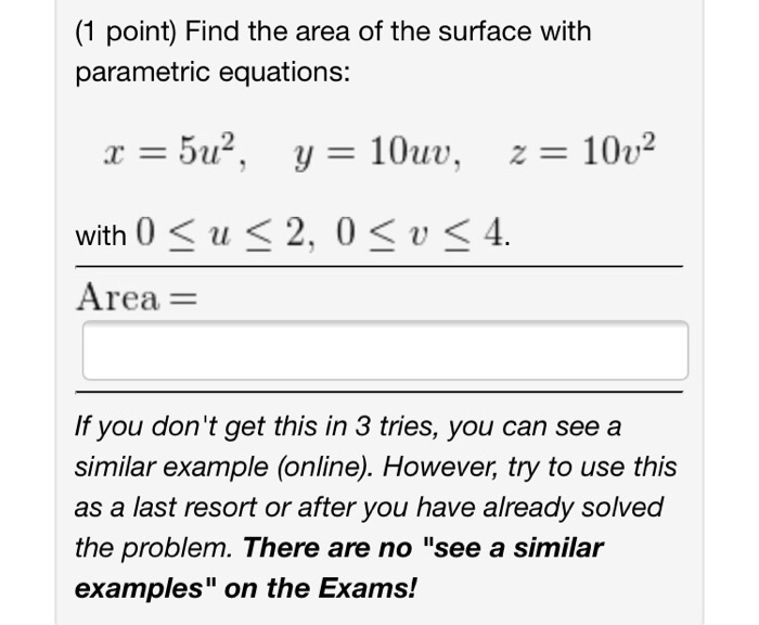Solved Find the area of the surface with parametric | Chegg.com