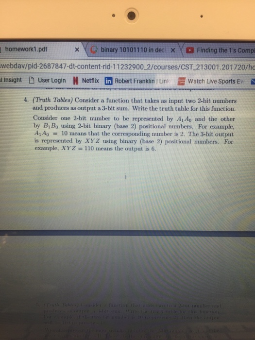 Solved (Truth Tables) Consider a function that takes as | Chegg.com