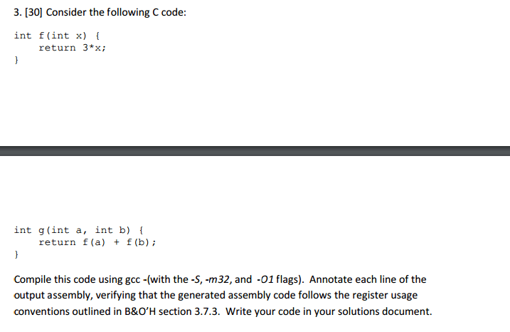 Solved 3. [30] Consider the following C code int f(int x) | Chegg.com