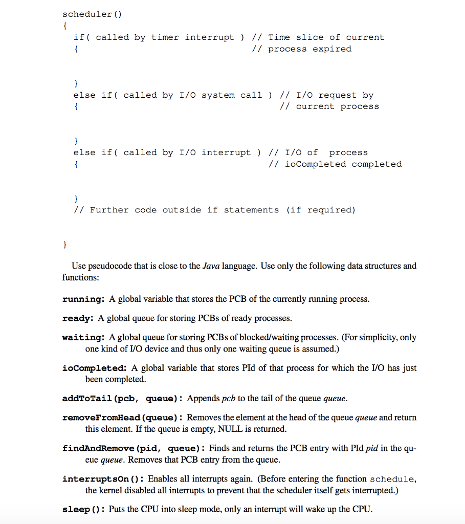 Assignment 5 Consider a function scheduler that | Chegg.com