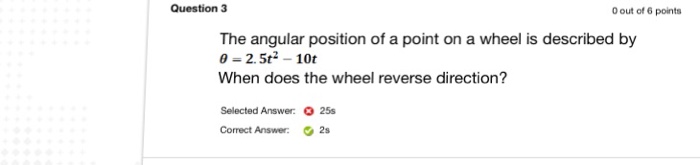 Solved The angular position of a point on a wheel is | Chegg.com