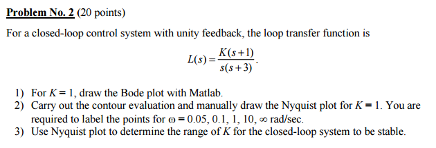Solved For a closed - loop control system with unity | Chegg.com