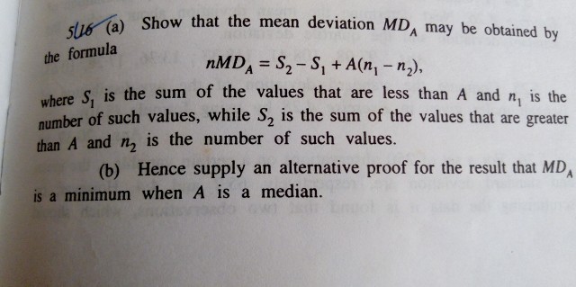 Solved how that the mean deviation MDA may be obtained by | Chegg.com